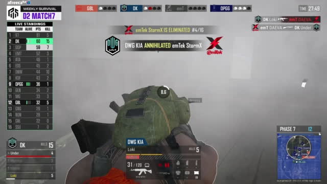 [클립][배그] 2022 PWS 페이즈1 위클리 서바이벌 2주 2일차 | 아프리카TV VOD