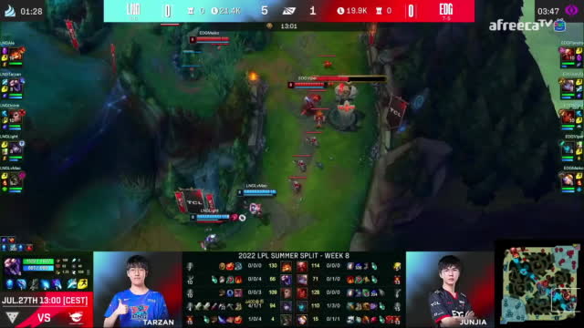 [캐치][LNG vs EDG] 2022 LPL 서머 | 타잔, 도인비, 스카웃, 바이퍼 | SOOP VOD
