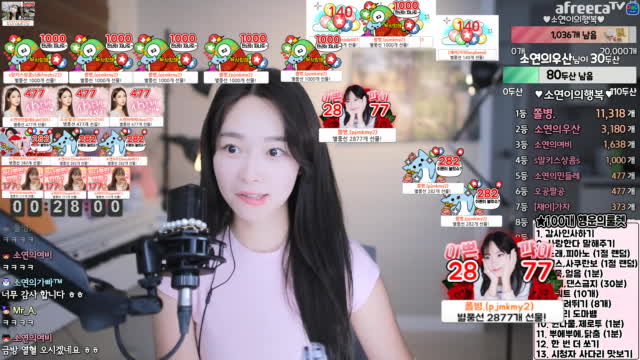 [클립] 정소연。에게 별풍선 2877개 선물 | SOOP VOD