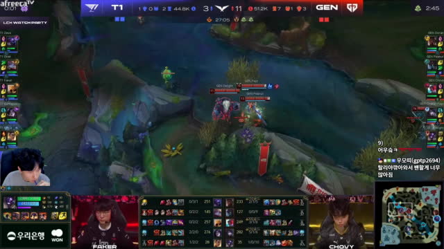 [클립]김민교 LCK T1vs 젠지 플레이오프승자전 레전드매치업 #LckWatchParty | SOOP VOD