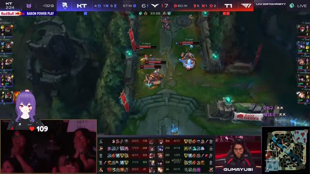 [캐치][8.24](PO) T1전 KT 패배 반응 킅손녀 포도당 | SOOP VOD