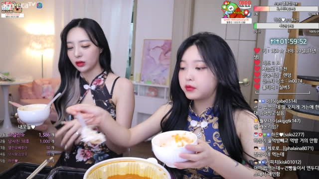 [클립]여캠 하은X연두 치파오♥다시보기x 마지막2대1 식데뽑기150 룰렛90 | SOOP VOD