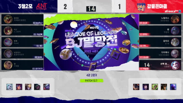 [클립][감묻은마을 vs 3챌2모] 2022 LoL BJ멸망전 시즌1 4강 2경기 | 아프리카TV VOD