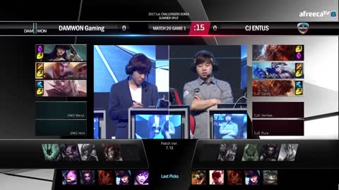 담원게이밍 vs CJ Ro.1 12일차 2경기 1세트 2017 LoL Challengers Korea Summer | SOOP VOD