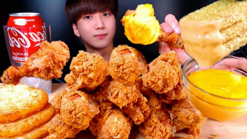 Bbq황금올리브닭다리 해쉬브라운 나쵸치즈소스 먹방asmr Chicken Cheese Sauce チキン チーズ Mukbang