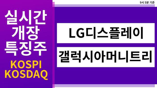 [실시간 개장 특징주] 9월 5일 실시간 상승률 TOP5 │LG디스플레이, 갤럭시아머니트리 | SOOP VOD